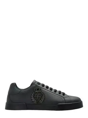 Dolce & Gabbana Portofino Light Calfskin Leather Sneakers - Black