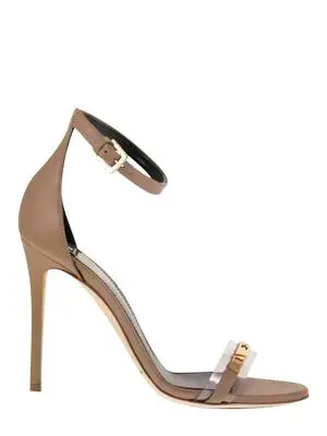 Elisabetta Franchi Leather Ankle Strap Sandals - Neutrals