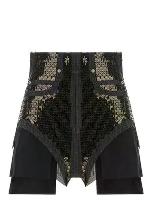 Rick Owens Sequin Embellished Denim Shorts - Black