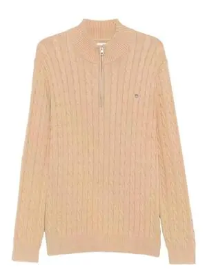 Gant Cable-knit Quarter Zip Sweater - Neutrals