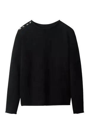 PROTÉMOA Button Shoulder Sweater - Black