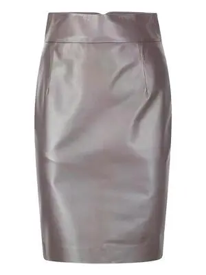 Tagliatore Leather Pencil Skirt - Grey