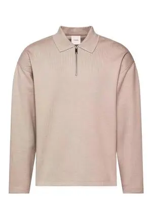 Calvin Klein Zip-up Long-sleeved Polo Shirt - Neutrals