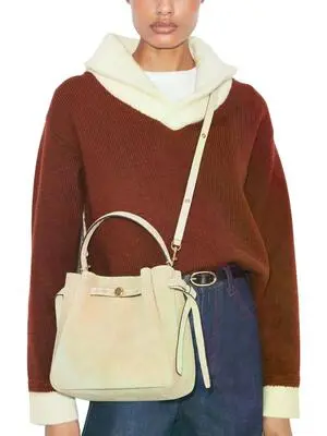 Tory Burch Romy Pick Stitch Suede Bucket Bag - Neutrals