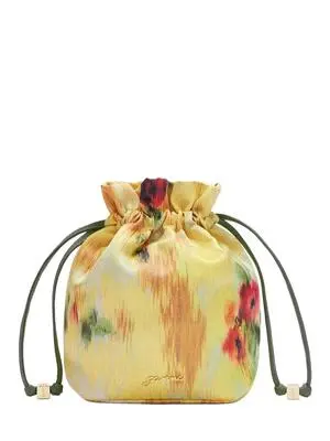 GANNI Floral Print Bucket Bag With Engraved Dice Detail - Yellow