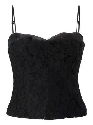 Pinko Lace Detail Sweetheart Neck Sleeveless Top - Black