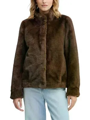 Guess Faux Fur Jacket - Brown