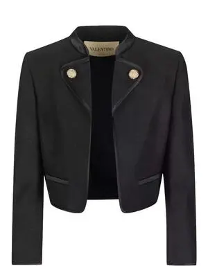 Valentino Garavani Button-embellished Cropped Jacket - Black