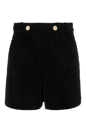 Red Valentino High-waisted Corduroy Cotton Shorts - Black