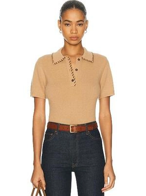 FRAME FRAME The Leather Stitch Polo Top