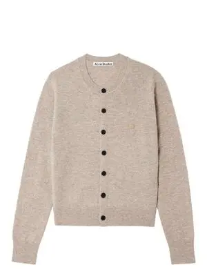 Acne Studios Appliquéd Wool And Yak Hair-blend Cardigan - Neutrals