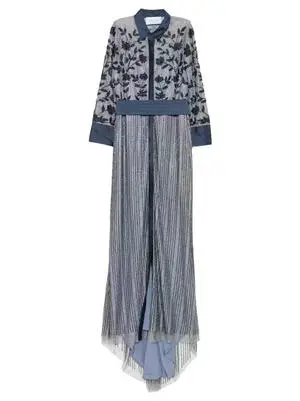 Rosa Clara Embellished Floral Maxi Dress - Grey