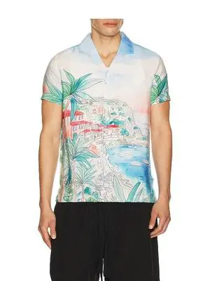 VINTAGE SUMMER Textured Camp Shirt In . Also - Multi