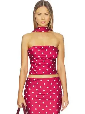 RUNAWAY THE LABEL Blaine Halterneck Top - Red