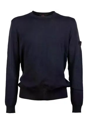 Peuterey Crew Neck Patch Detail Sweater - Blue