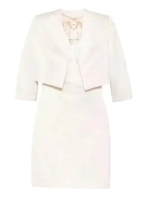 Elisabetta Franchi Logo Cropped Jacket Dress - Neutrals