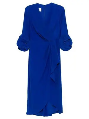 Rosa Clara Floral Ruffle Midi Dress - Blue