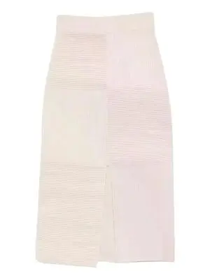 Eric Bompard Ribbed Midi Skirt With Front Slit - Neutrals