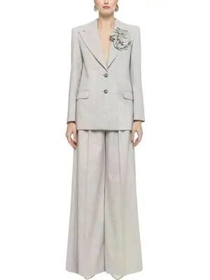 NISSA Embellished Wide-leg Palazzo Pants - Grey