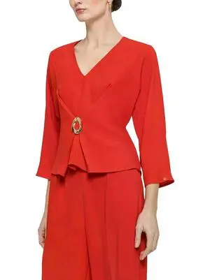 NISSA V-neck Ring Top - Red