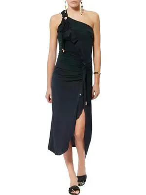 Isabel Marant Étoile Juliane One-shoulder Ruffled Midi Dress - Black