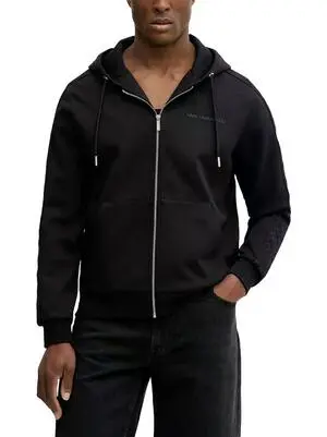 Karl Lagerfeld Logo Zip-up Hoodie - Black