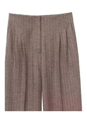 Iris Von Arnim Pinstripe Pleated Trousers - Brown