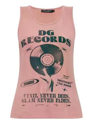 Dolce & Gabbana Graphic Print Ribbed Tank Top - Pink