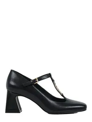 Karl Lagerfeld Beata Leather Block Heel Pumps - Black
