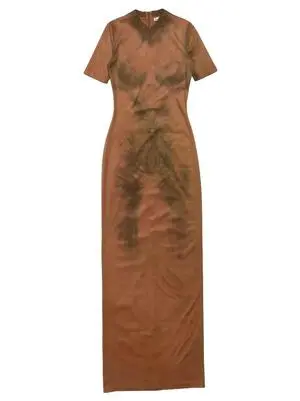 Acne Studios Faux Suede Trompe-l’œil Print Maxi Dress - Brown