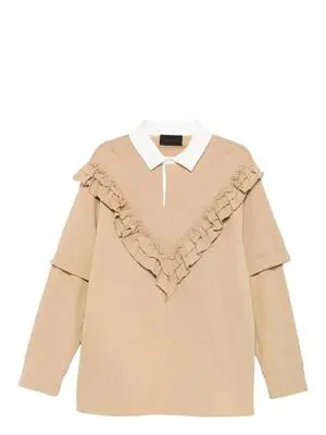 Simone Rocha Ruffled-detail Polo Shirt Neutrals