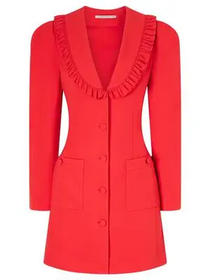 Alessandra Rich Ruffled Collar Mini Dress - Red