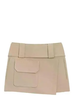 AMI Paris Cotton Gabardine Wrap Mini Skirt - Neutrals