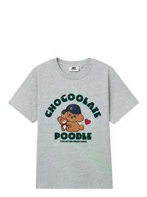 CHOCOOLATE CHOCOOLATE Graphic Print Cotton T-Shirt Grey