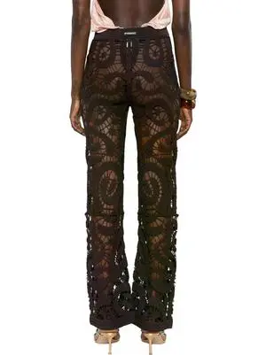 Pinko Crochet Straight-leg Trousers - Brown