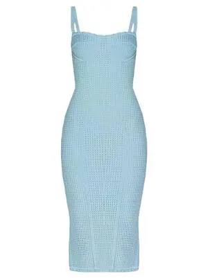 Dolce & Gabbana Square Neck Sleeveless Midi Dress - Blue