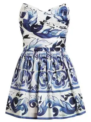 Dolce & Gabbana Square Neck Sleeveless Midi Dress - Blue