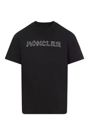 Moncler Embroidered-logo Cotton T-shirt - Black
