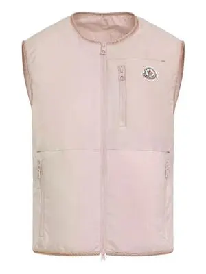 Moncler Zip Logo Patch Gilet - Pink