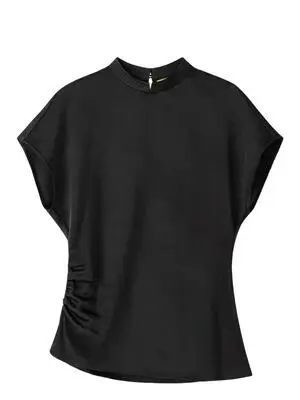 Shanghai Tang Gathered Detail Blouse - Black