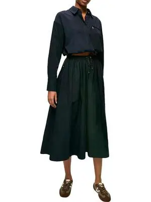 Veronica Beard Drawstring Midi Skirt - Blue