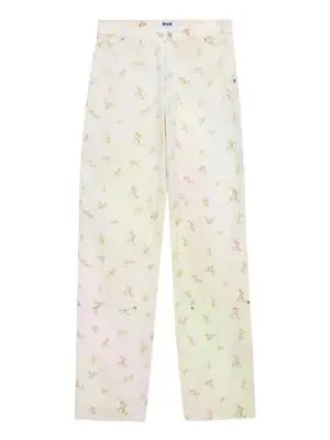 MSGM Floral Print Panel Trousers - Neutrals