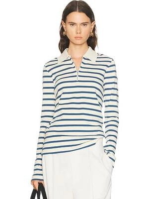 JIL SANDER Long Sleeve Polo Top With Striped Pattern - Cornsilk
