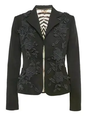Roberto Cavalli Floral-appliqué Blazer - Black