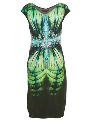 Roberto Cavalli Graphic Print Cotton Midi Dress - Black