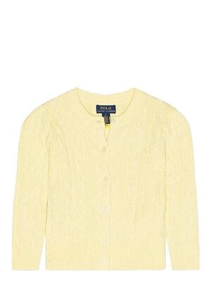 Polo Ralph Lauren Long Sleeve Cotton Cable Knit Cardigan - Yellow