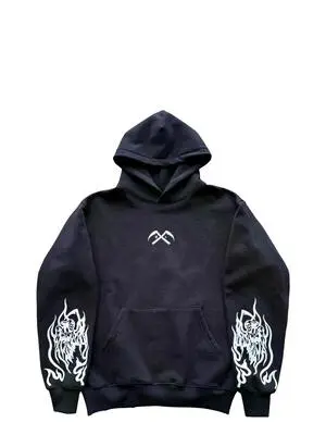 WARREN LOTAS Embroidered Sleeve Print Hoodie - Black