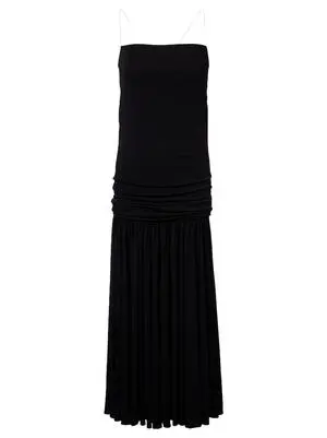Jacquemus Gathered Jersey Midi Dress - Black