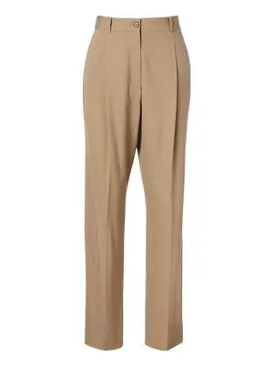 THE ROW Gianni Wool Straight Pants Beige