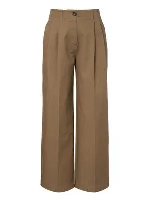 TOTEME Pleated Cotton Wide-leg Pants - Brown